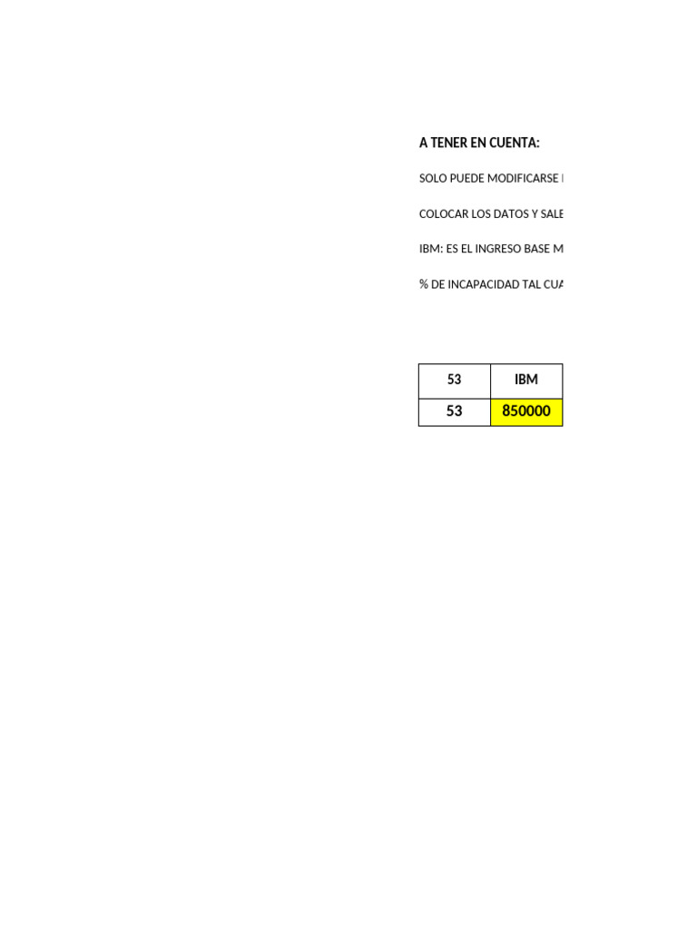Calculadora SRT Incapacidad Laboral Formula | PDF