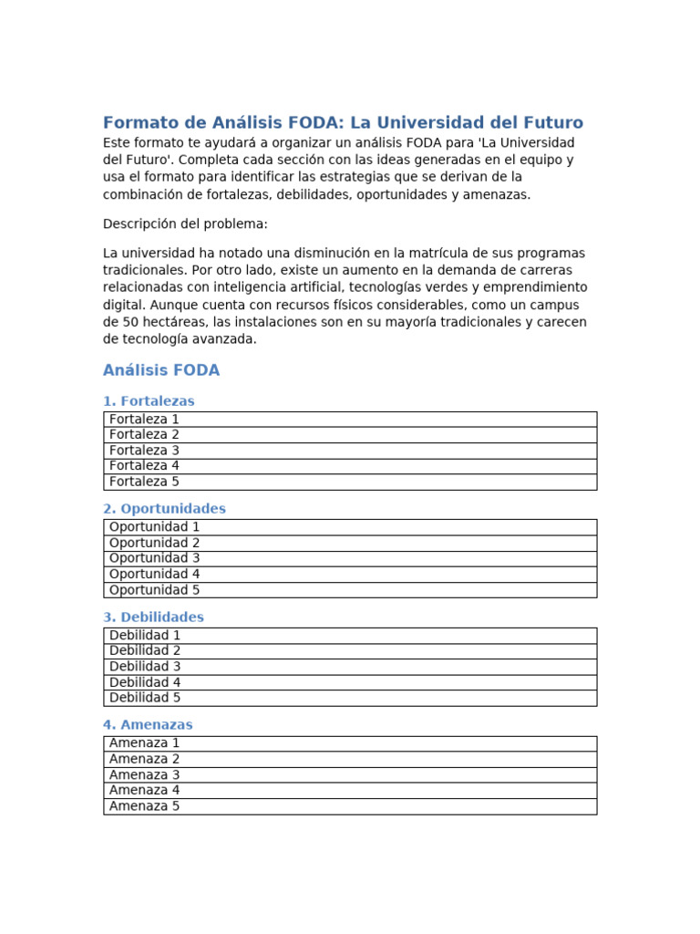 Formato - Analisis - FODA 8 DE NOVIEMBRE | PDF | Negocios