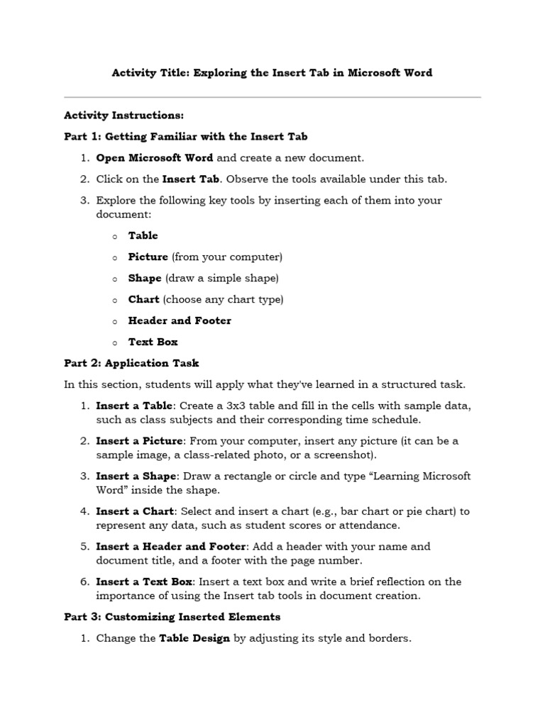 Mastering the Insert Tab in Word | PDF