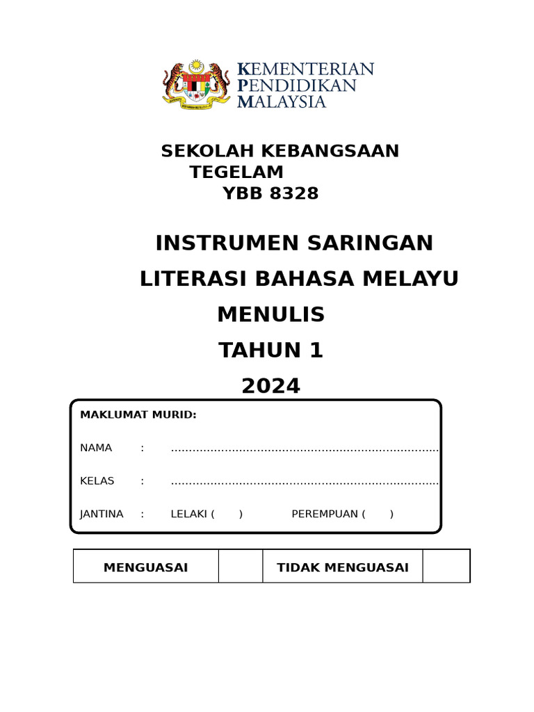 Instrumen Literasi Menulis BM Tahun 1 | PDF