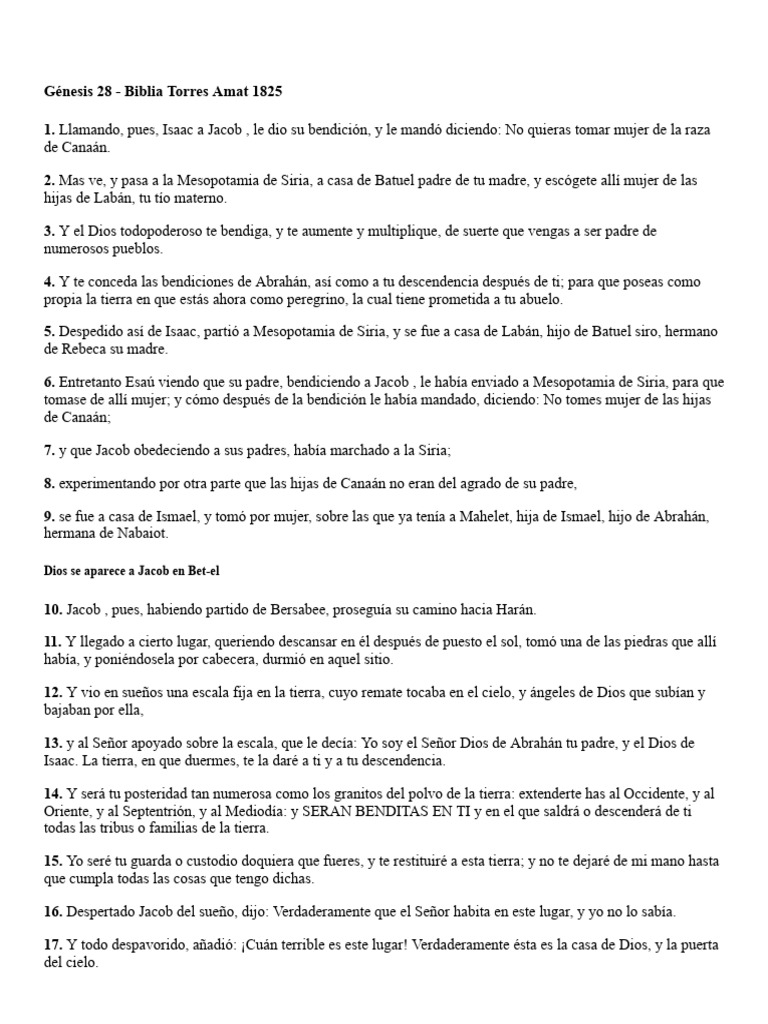 Genesis - 28 - Biblia Torres Amat 1825 | PDF | Jacob | Libro del Génesis