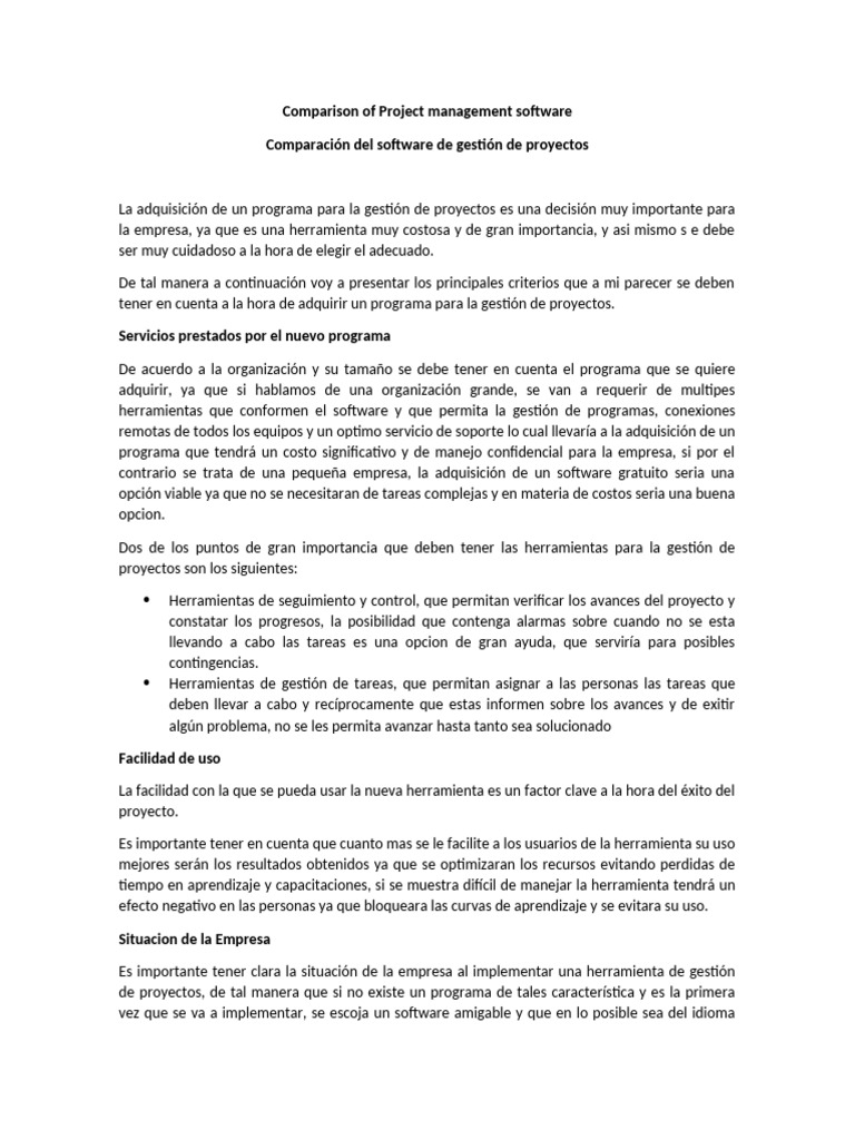 Comparison of Project Management Software | PDF | Software | Business