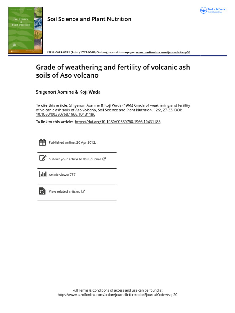 Grade of Weathering and Fertility of Volcanic Ash Soils of Aso Volcano ...