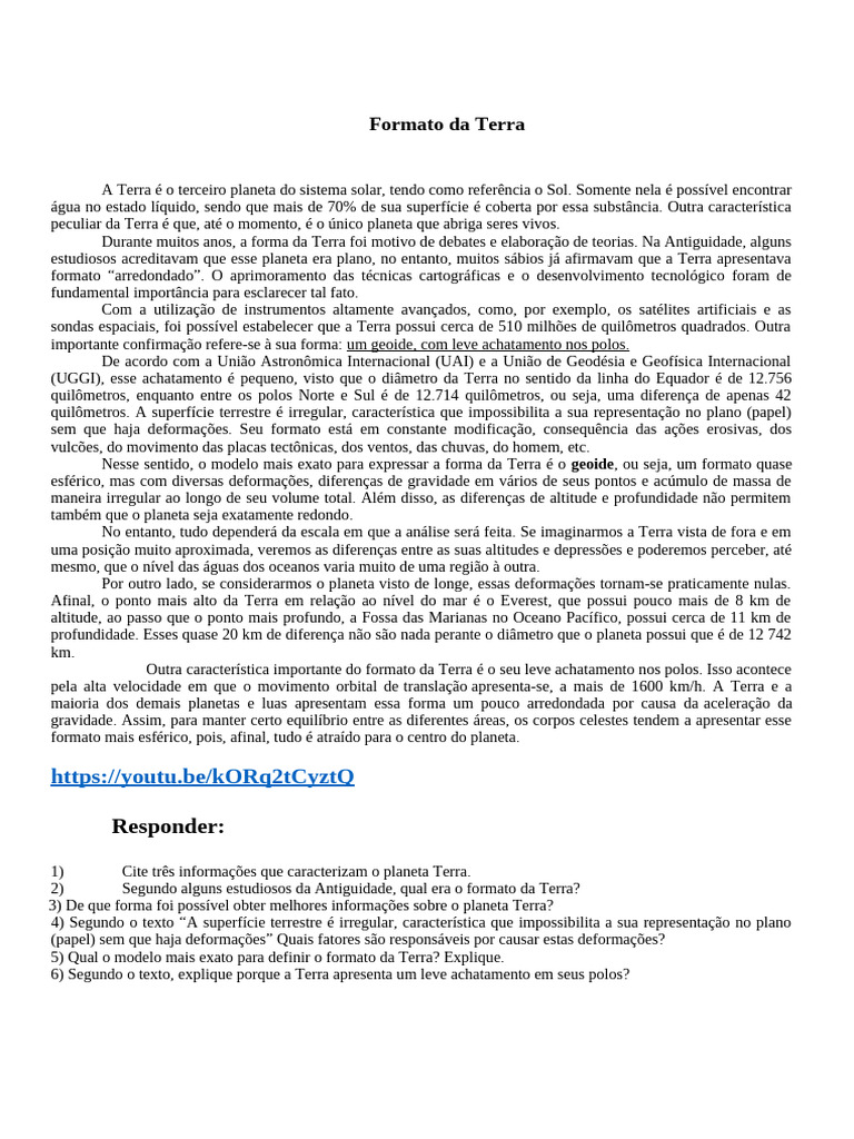 Formato da Terra | PDF | Terra | Planetas