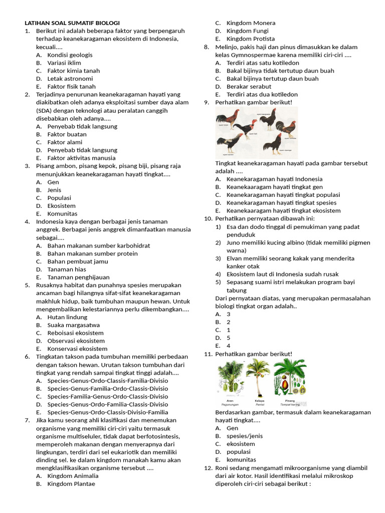 Latihan Soal Sumatif Biologi | PDF