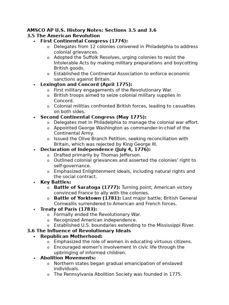 Amsco Ap U | PDF | American Revolution | American Revolutionary War