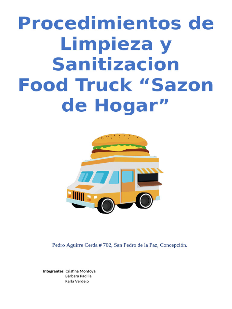 Procedimientos de Limpieza y Sanitizacion Food Truck Sazon de Hogar | PDF | Alimentos | Agua