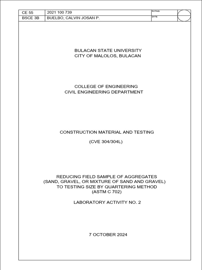 Reducing Aggregates by Quartering Method | PDF