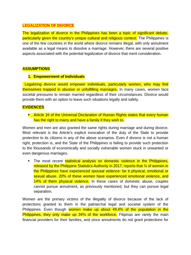 Legalizing Divorce in the Philippines | PDF | Divorce | Domestic Violence