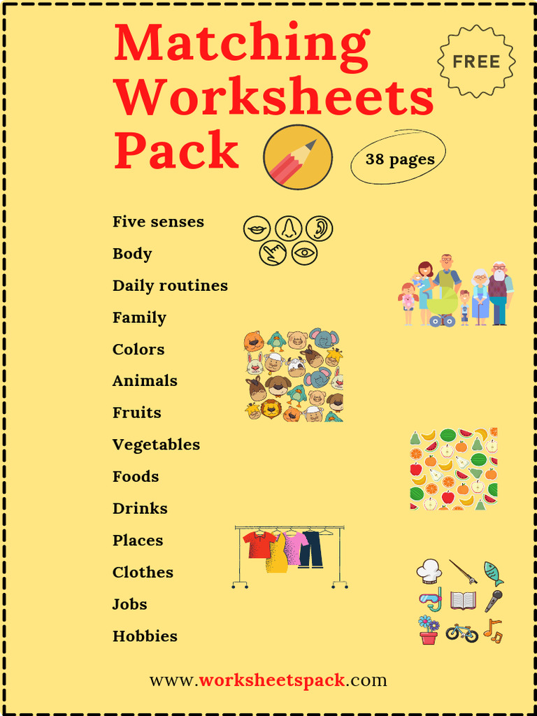 Matching Worksheets for Kids | PDF | Foods