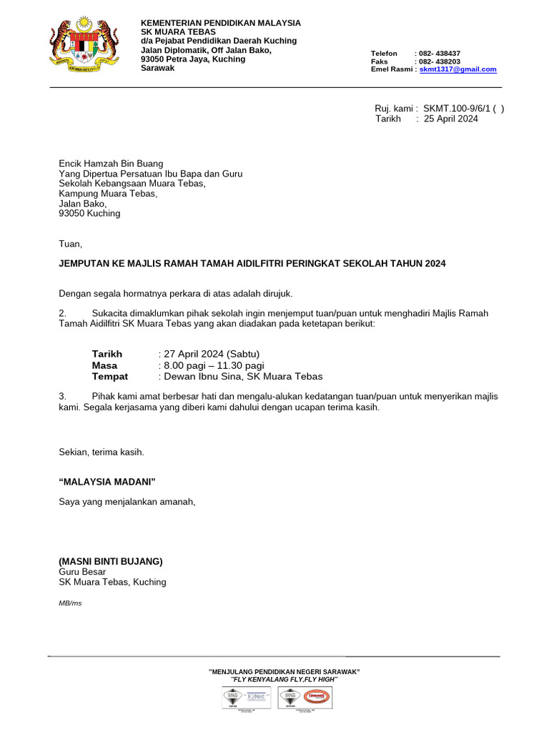Surat Jemputan Ke Majlis Ramah Tamah 2024 | PDF