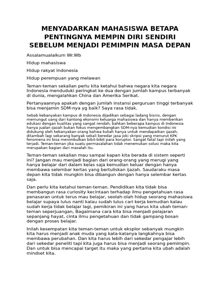Naskah Orasi Ilmiah | PDF | Pengembangan Diri
