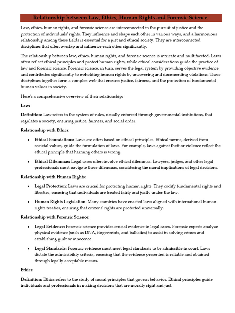 5+relationship Between Law, Ethics, Human Rights and Forensic Sciece ...