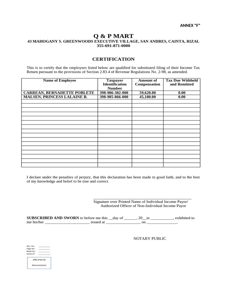 Annex F RR 11-2018 QP MART 2021 | PDF