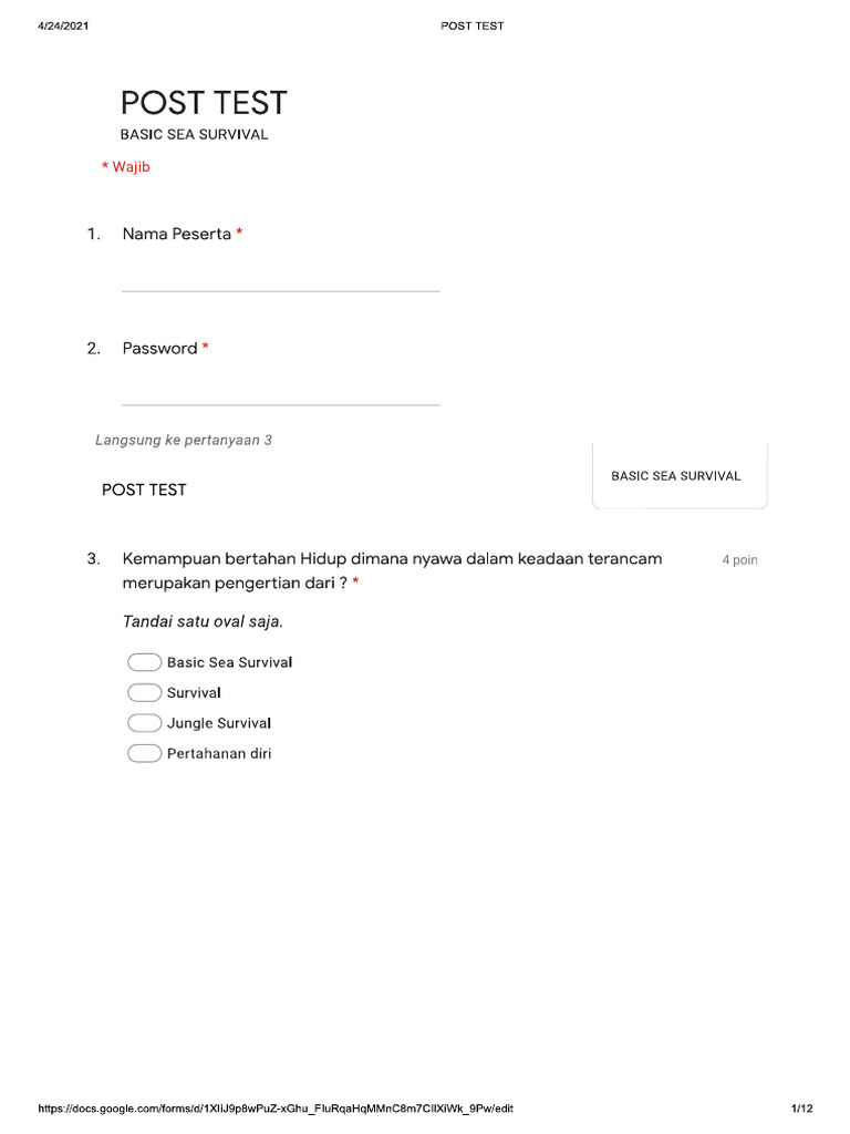 Soal Post Test | PDF