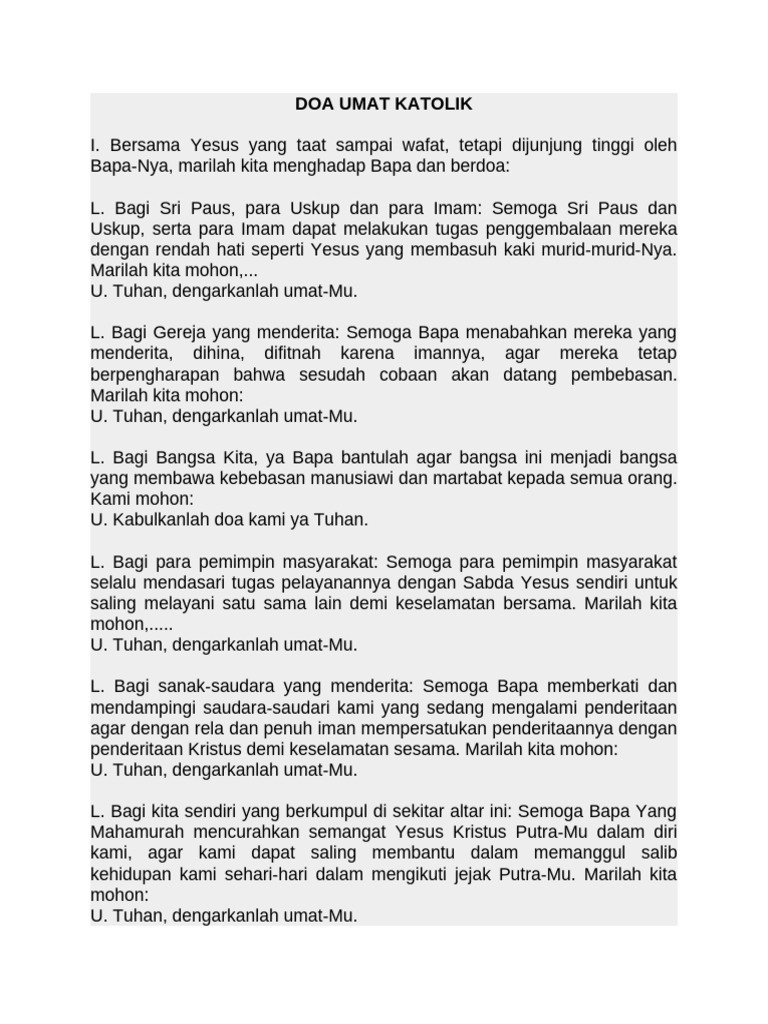 Doa Umat Katolik | PDF