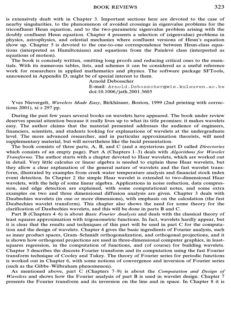 Arnold - Debosscher@wis - Kuleuven.ac - Be: Wavelets Made Easy | PDF | Wavelet | Vector Space