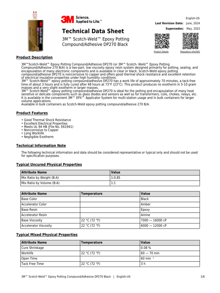 Potting - 3M DP270-Black | PDF | Epoxy | Adhesive