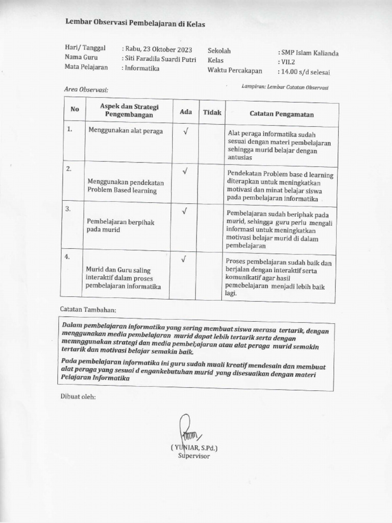Pelaksanaan Observasi | PDF