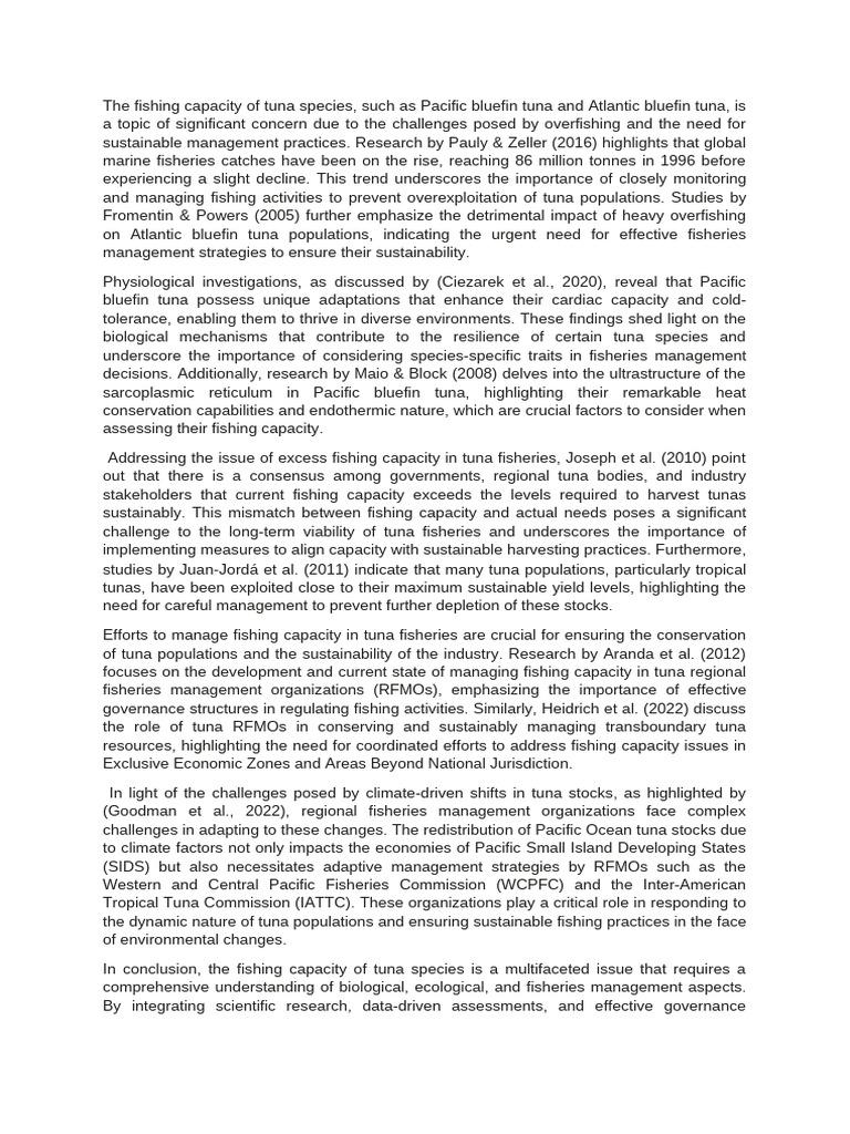 Journal The Fishing Capacity of Tuna Species | PDF | Tuna | Sustainability