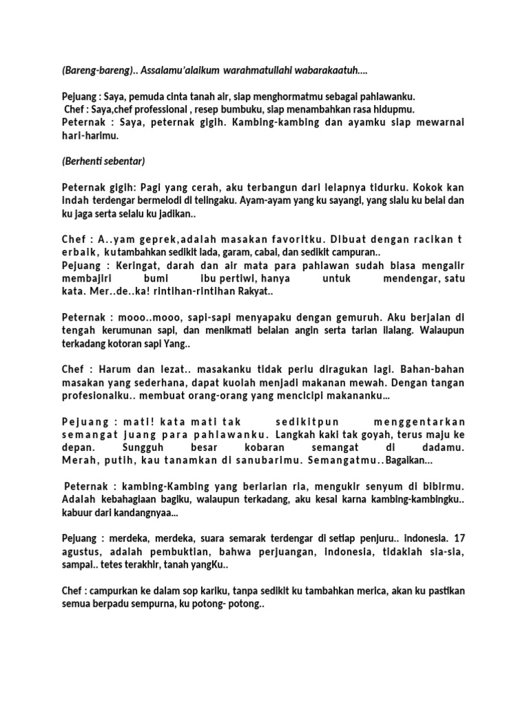 Puisi Berantai: Peternak, Chef, Pejuang | PDF