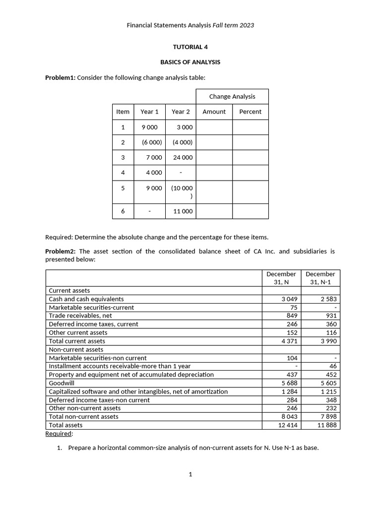 FSA - Tutorial 4 - Fall 2023 | PDF | Financial Accounting | Corporations