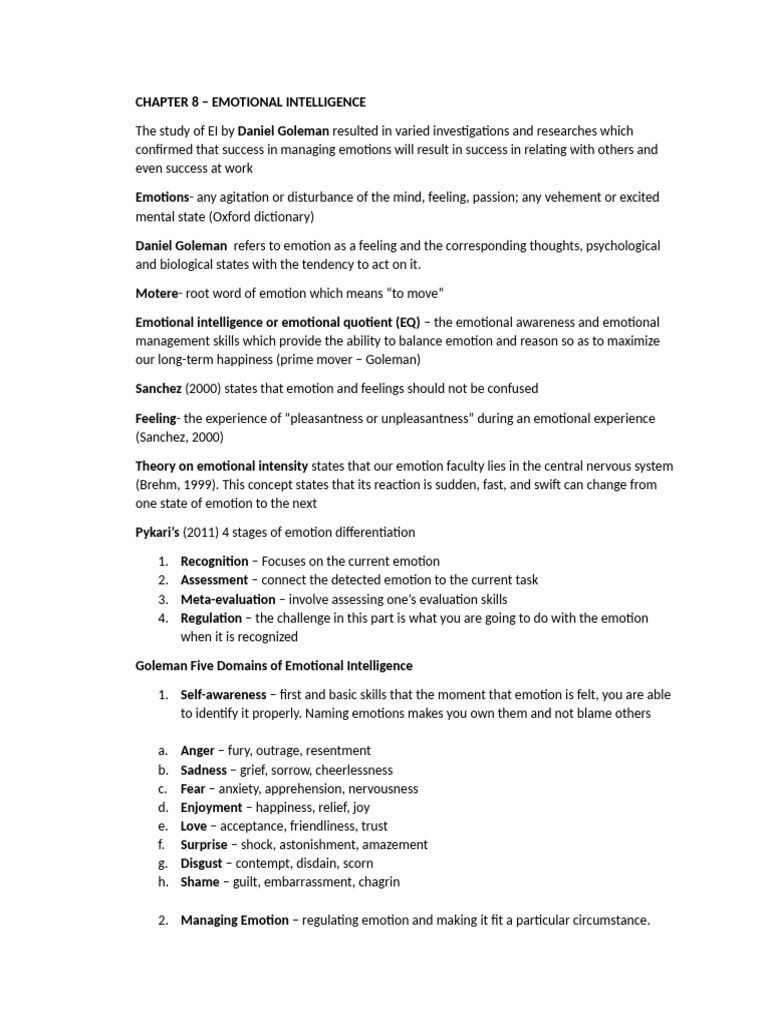 PERDEV Reviewer - Chapter 8 & 9 | PDF | Emotions | Emotional Intelligence