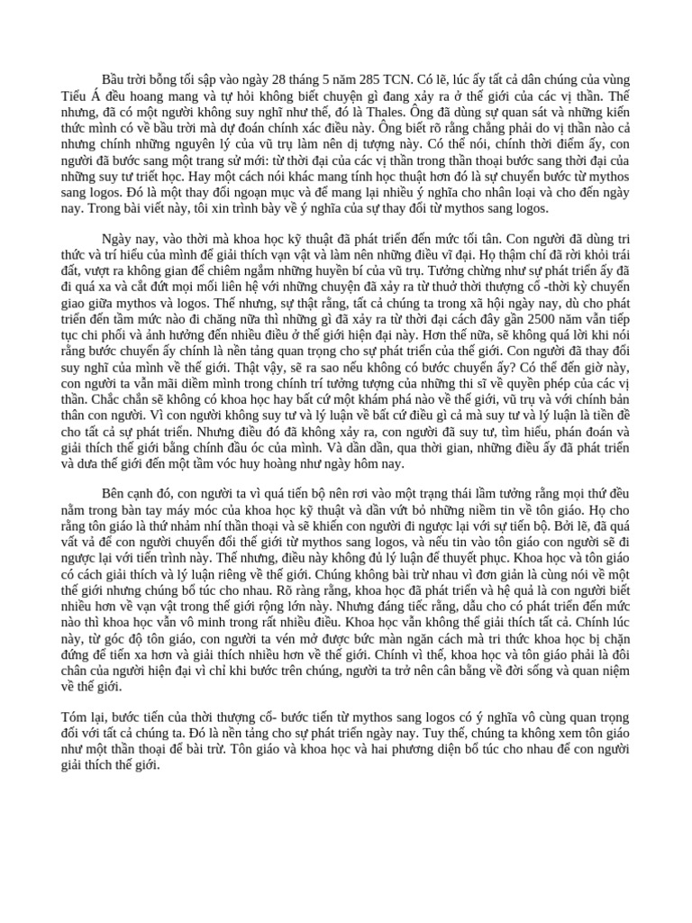 MYTHOS VÀ LOGOS- THÀNH CÔNG | PDF