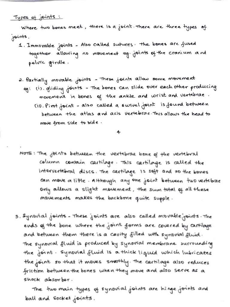 Types Of Joints Pdf Joints Skeletal System