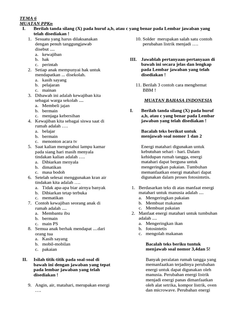 Uas Tema 6 KLS 3 Ke2 | PDF
