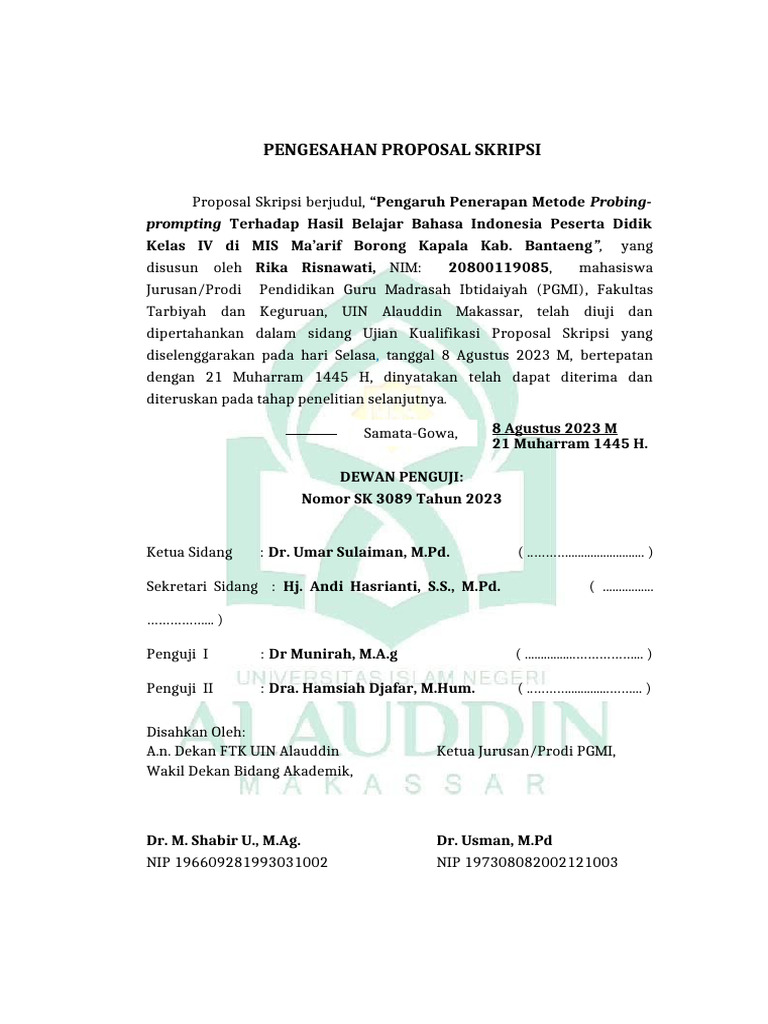 B7 - Form - Pengesahan - Proposal - Skripsi Rika | PDF | Teknologi ...