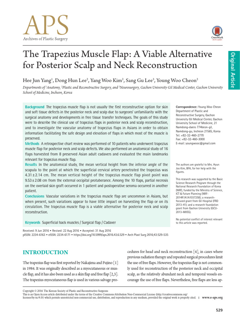 The Trapezius Muscle Flap: A Viable Alternative For Posterior Scalp and ...