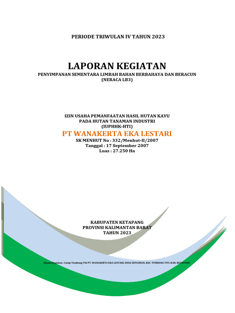 Laporan Pengelolaan Limbah B3 Triwulan 4 2023 | PDF