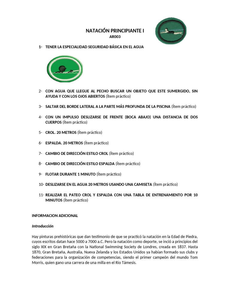 Curso Básico de Natación para Principiantes | PDF | Natación (deporte ...