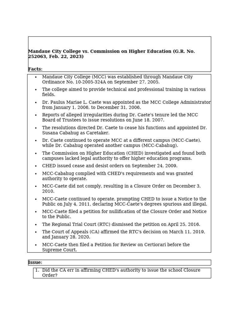 Ched Case 1 | PDF | Constitutional Law | Separation Of Powers
