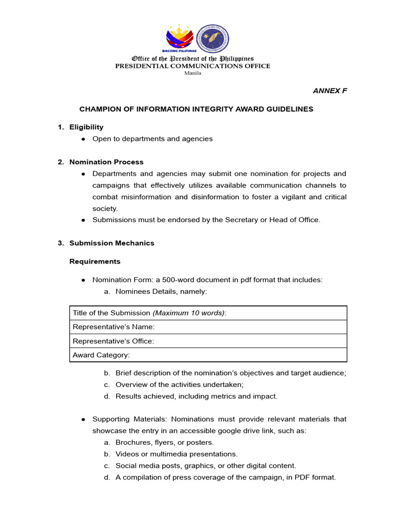 Champion of Information Integrity Award | PDF