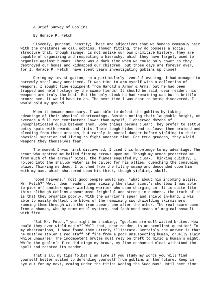 A Brief Survey of Goblins | PDF | Law | General Fiction