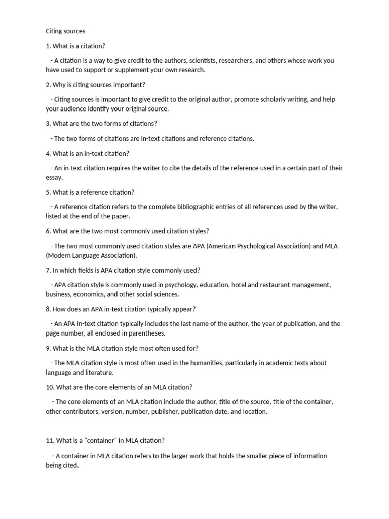 ACTIVITY Citing Sources | PDF | Citation | Apa Style