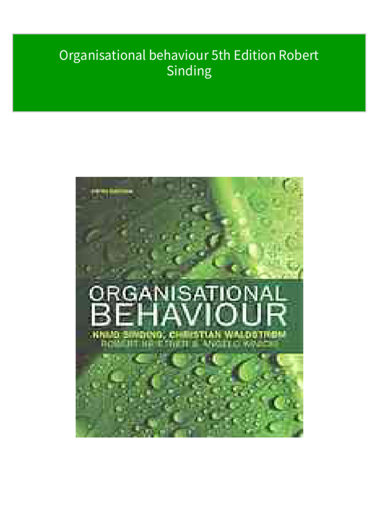 (Ebooks PDF) Download Organisational Behaviour 5th Edition Robert ... (Ebooks PDF) Download Organisational Behaviour 5th Edition Robert ...