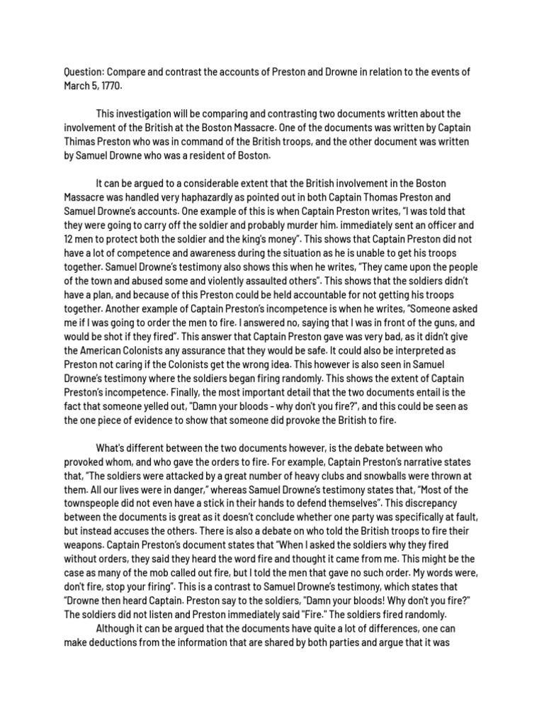 Dwayne Surrao - 5.55 Boston Massacre: Compare and Contrast | PDF