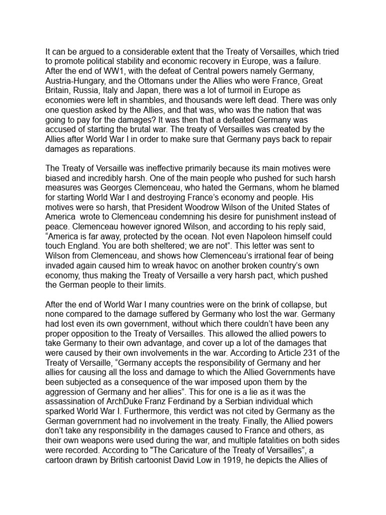 Dwayne Surrao - 7.4 Treaty of Versailles DBQ | PDF | Treaty Of ...