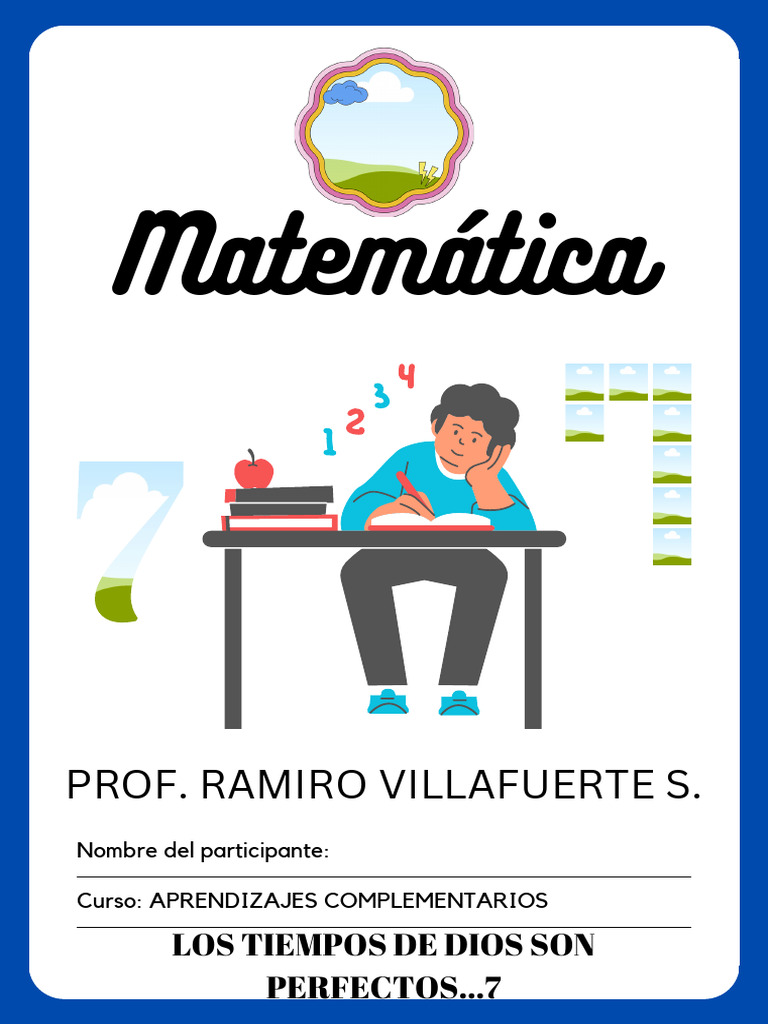 Documento A4 Portada de Libro Colegio Asignatura Matemáticas Sencillo ...