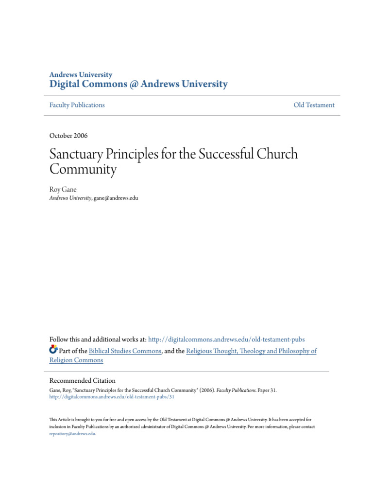Sanctuary Principles For The Successful Church Community | PDF | Book ...
