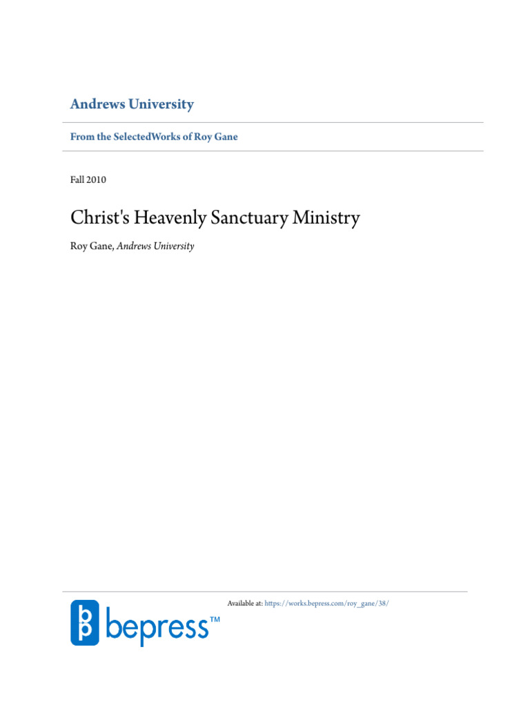 Christ's Ministry in Heavenly Sanctuary | PDF | Second Coming | Jesus