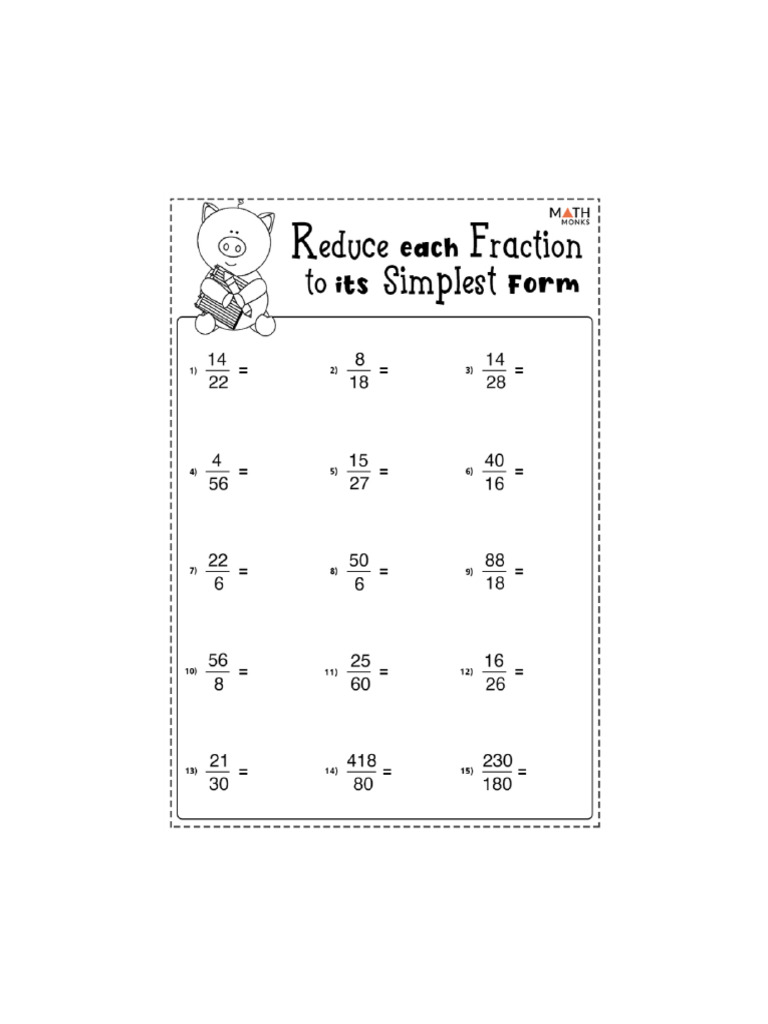Easy Simplifying Fractions Worksheet | PDF