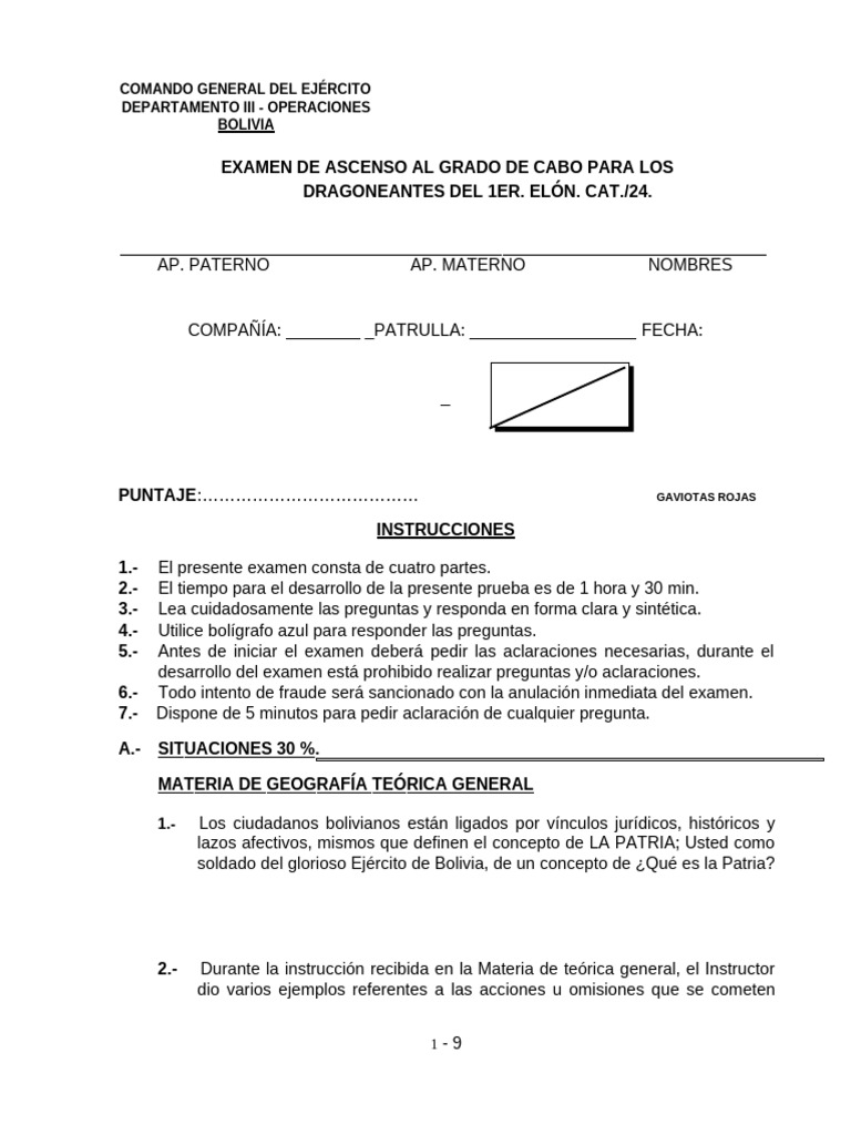 Examen de Ascenso a Cabo en el Ejército | PDF | Planificación | Militar