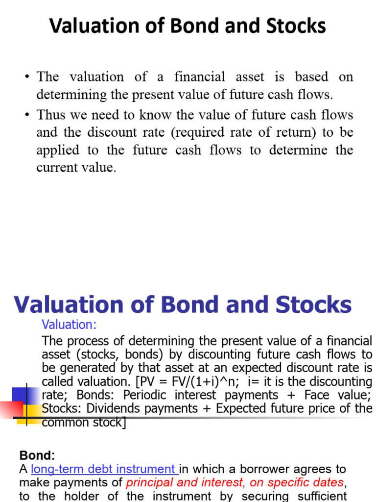 Valuation of Stcoks and Bonds | PDF | Bonds (Finance) | Present Value
