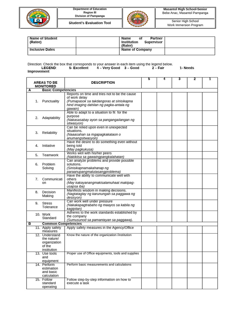 ANNEX D - Partners Institution's Feedback Evaluation Form - Other Agency | PDF | Cognition