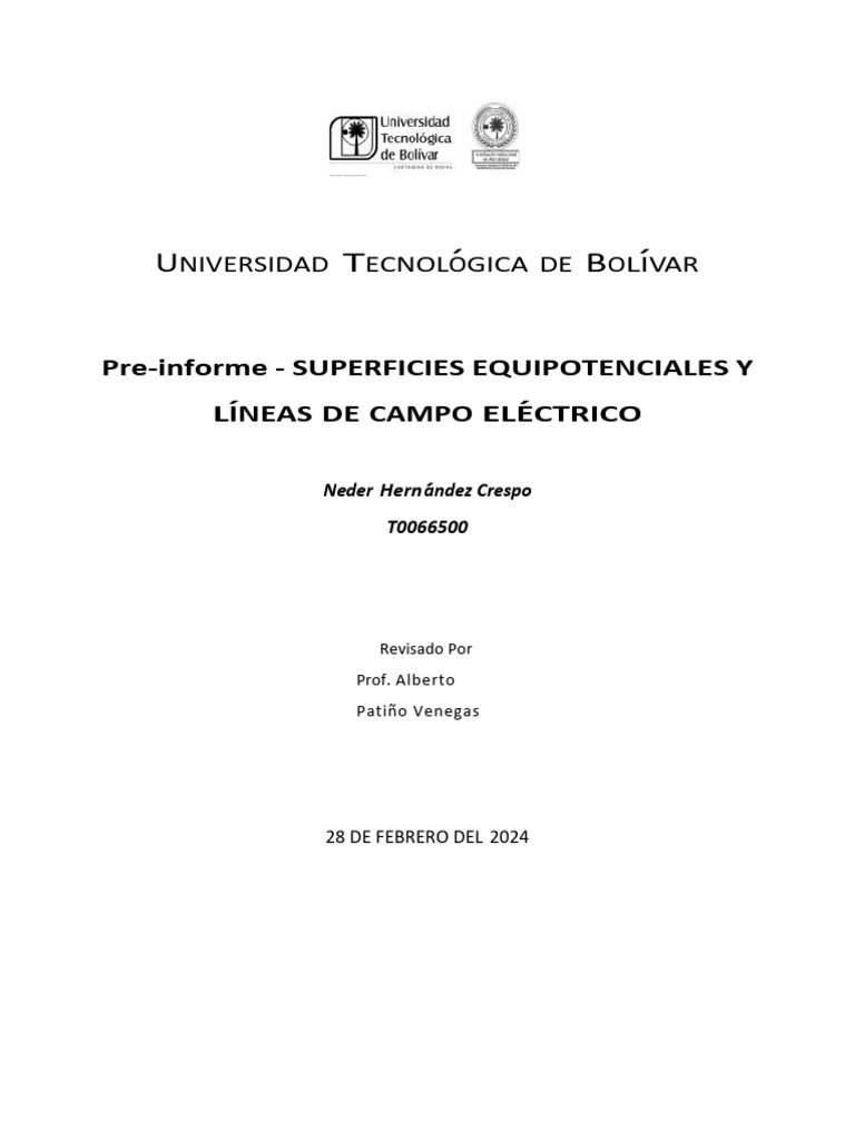 Preinforme Neder | PDF | Campo eléctrico | Corriente eléctrica