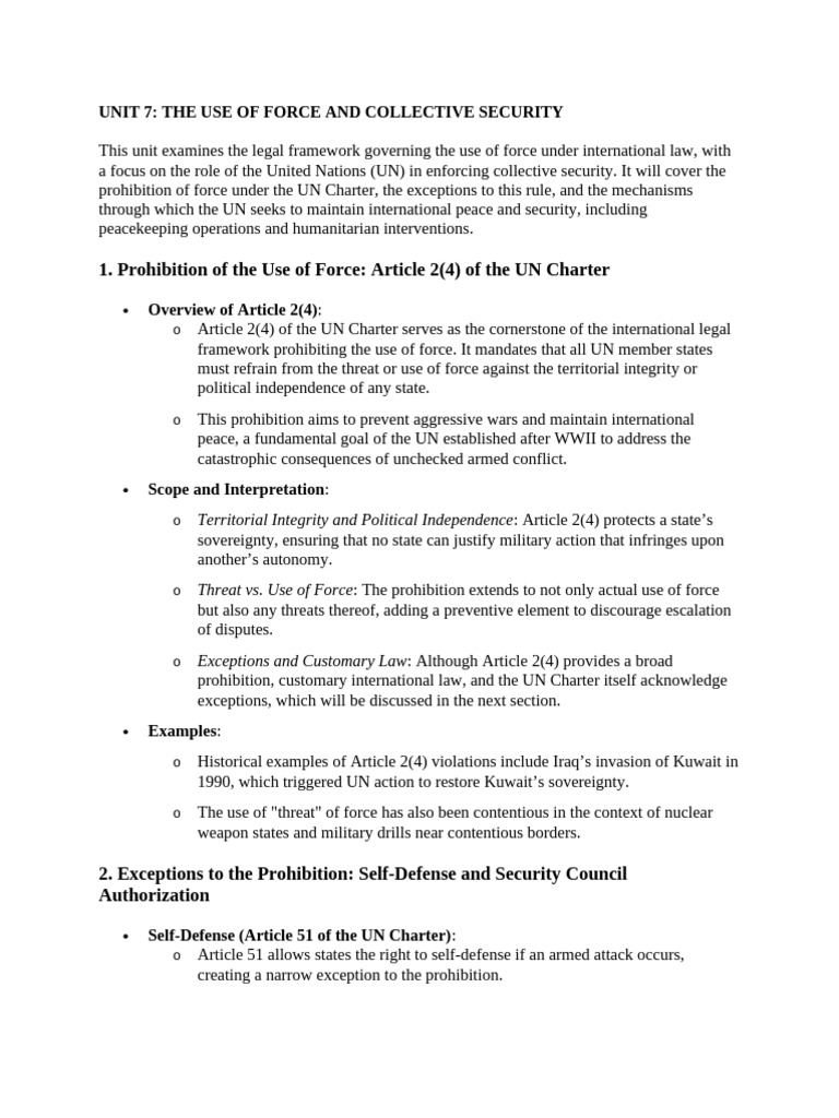 Use of Force | PDF | Responsibility To Protect | United Nations ...